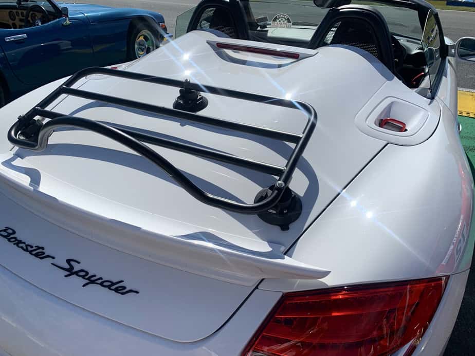 Porsche Boxster Spyder Luggage Rack - No clamps no damage.